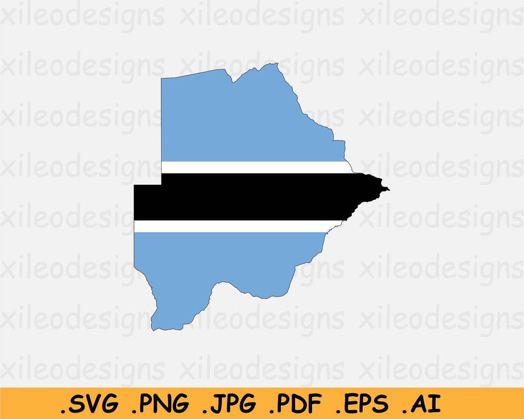 Botswana Map Flag SVG - Map of Botswana, Botswana National Flag ...