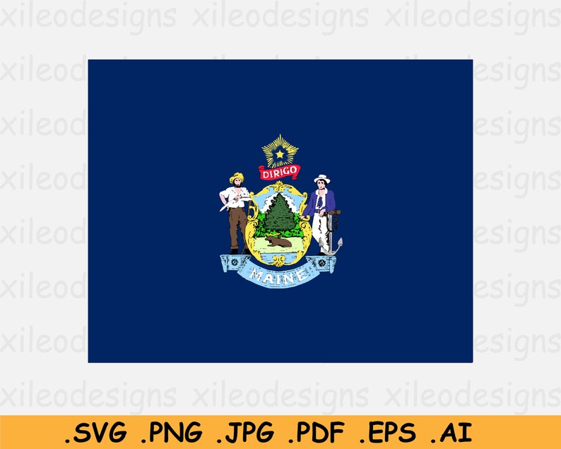 Maine Flag SVG ME USA U.S State Banner American United - Etsy