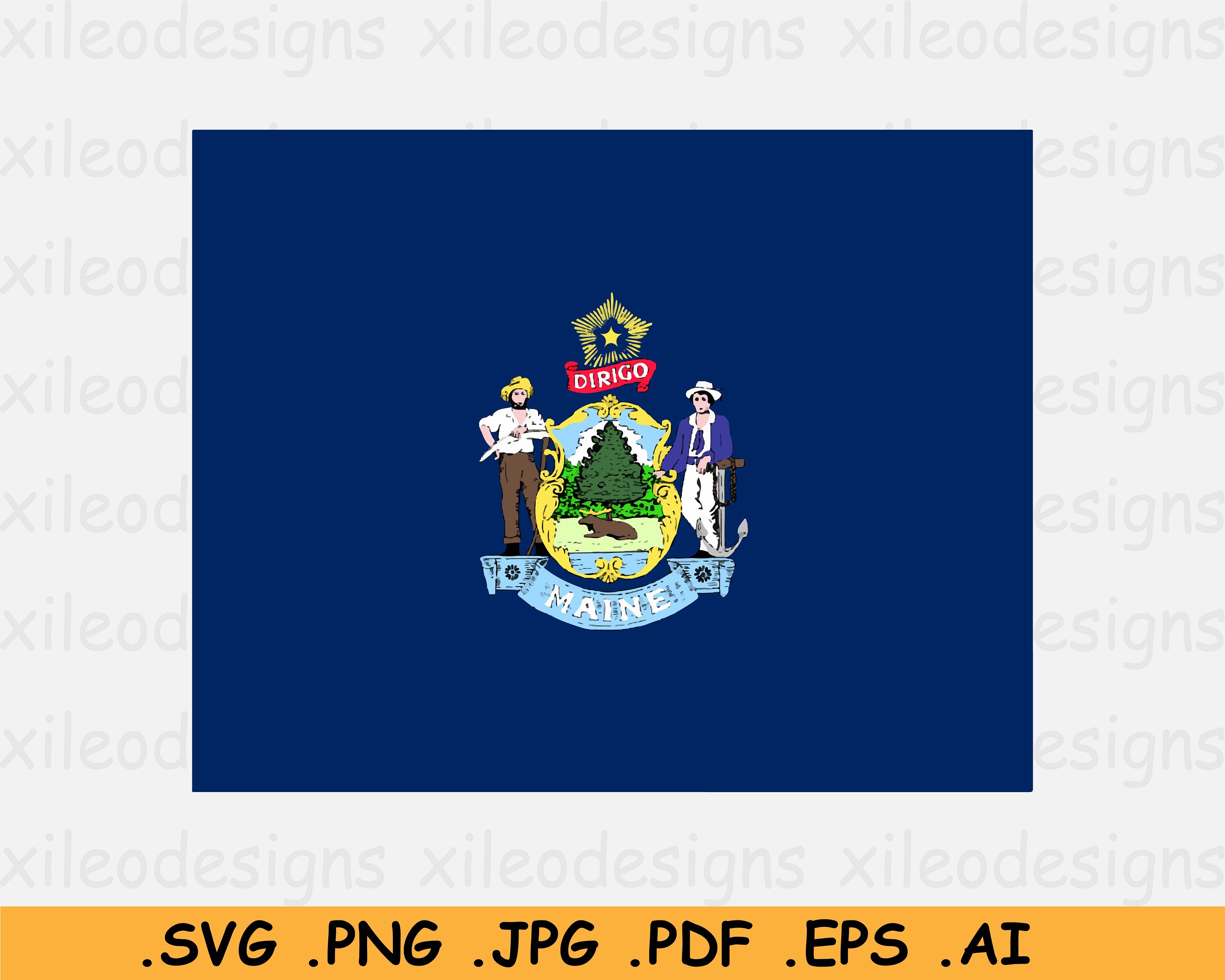 Maine Flag SVG ME USA U.S State Banner American United - Etsy