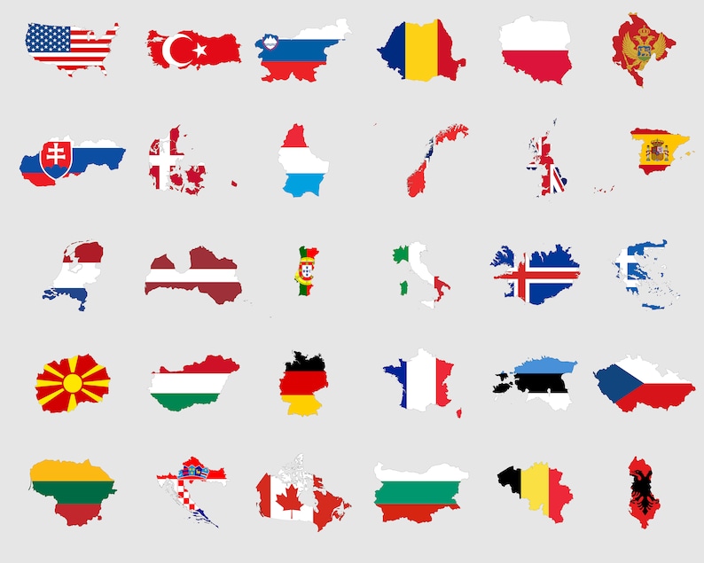 NATO Flag Map SVG Set - Member States Countries Country Nation National ...