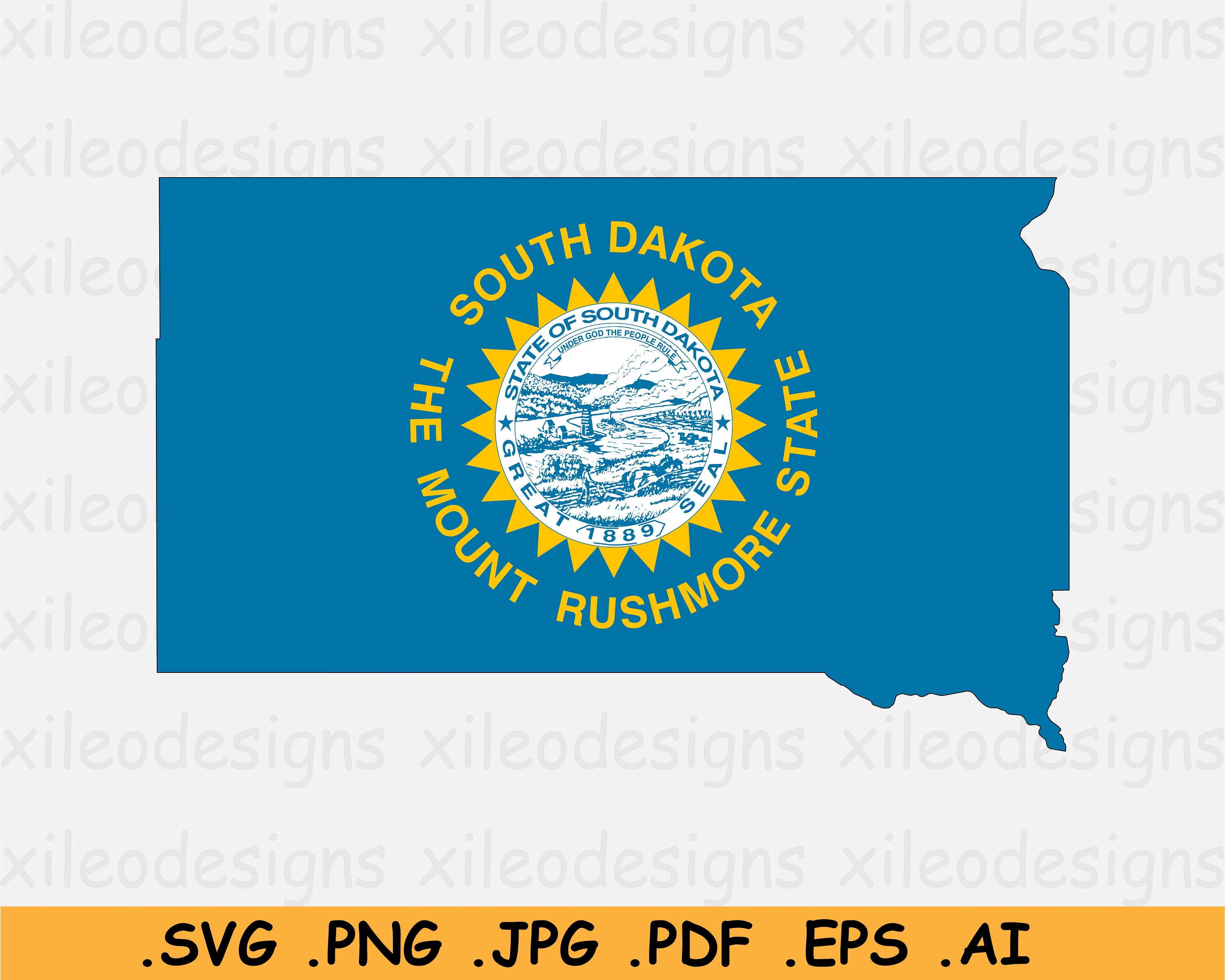 South Dakota Flag Map SVG SD USA State United States of | Etsy