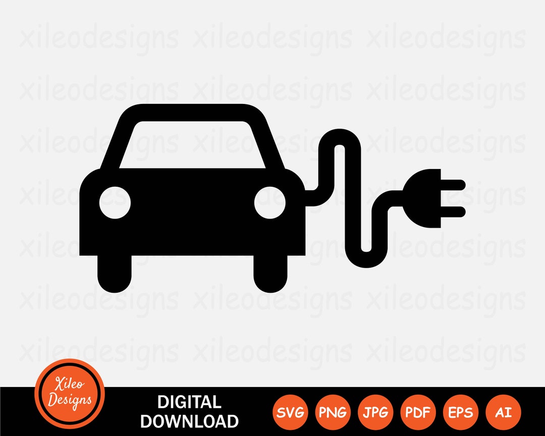Electric Vehicle Icon SVG EV Car Charging Station Cable Png Jpg Eps Ai ...