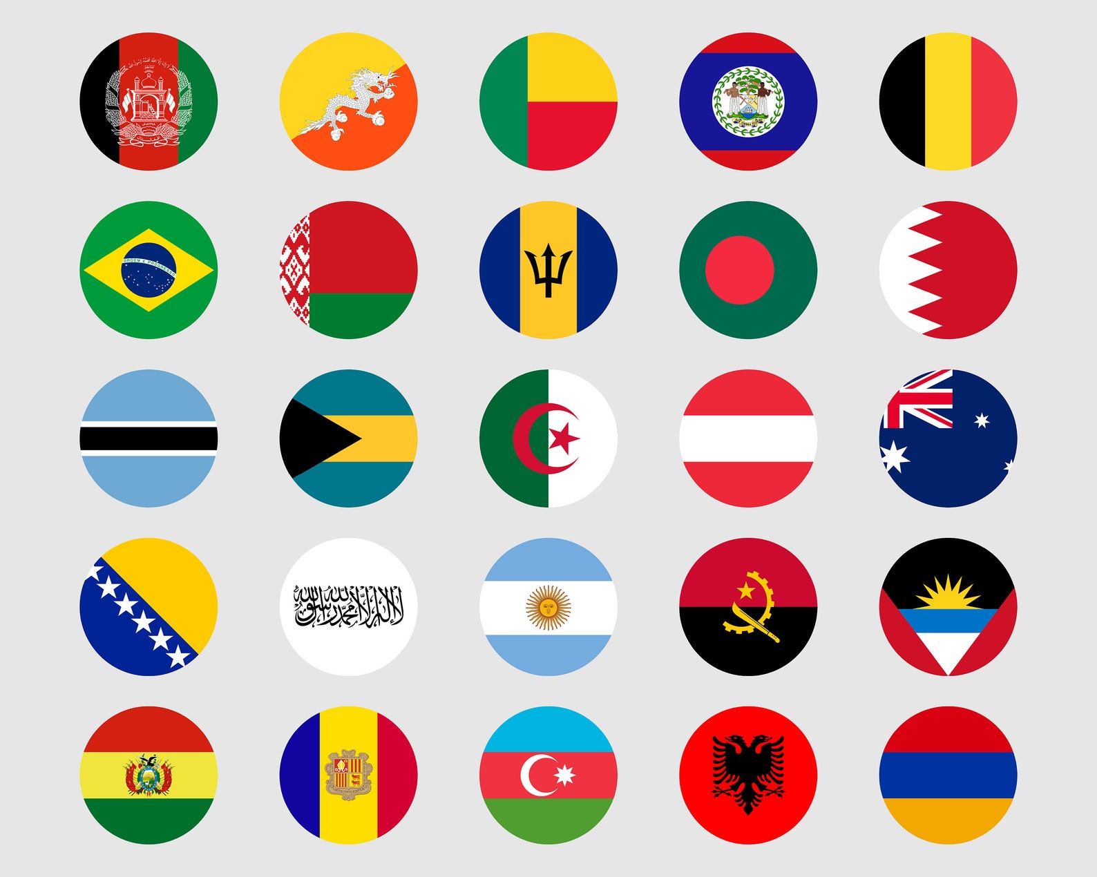 World Countries Round Flags SVG Bundle Set - Global Country Circle Flag ...