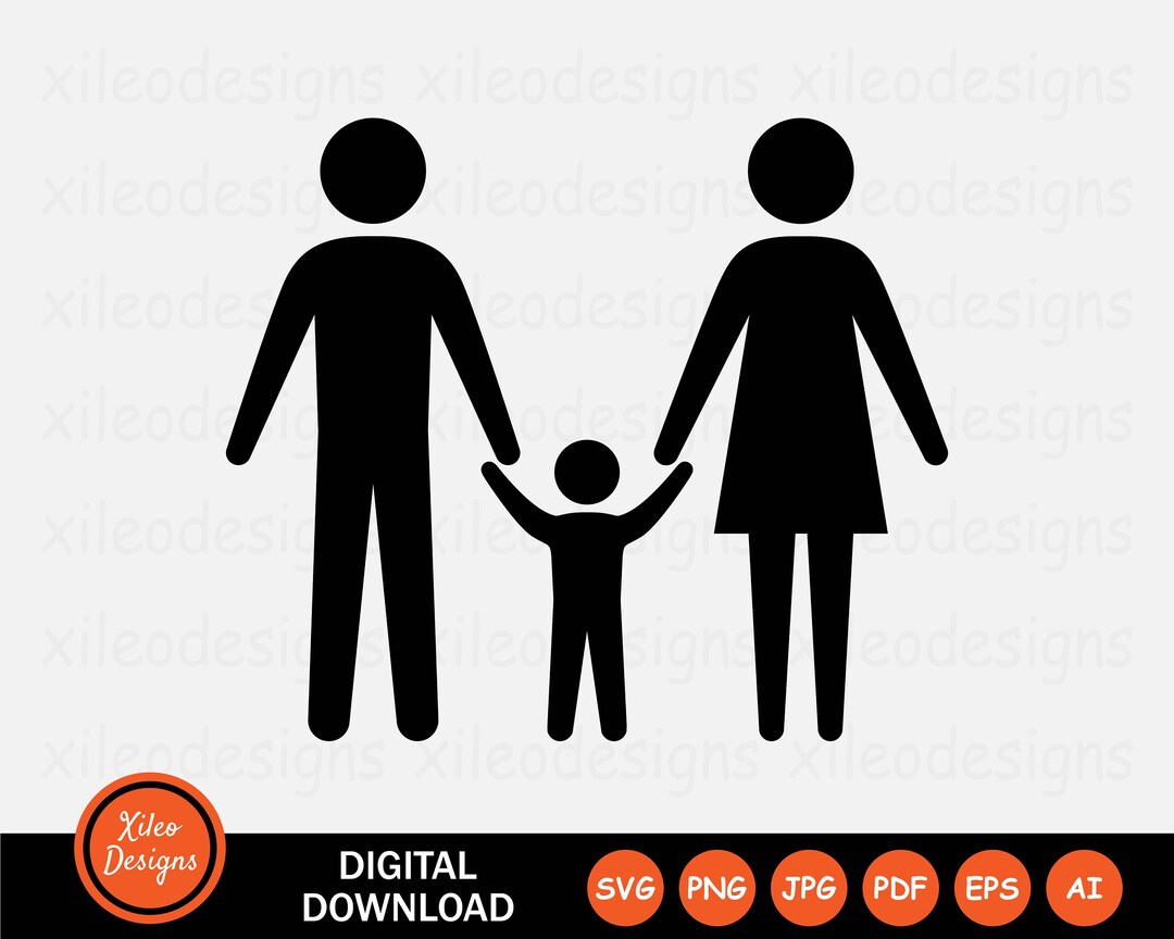 Family Icon SVG Father Mother Parents Child Hold Hands Png Jpg Eps Ai ...