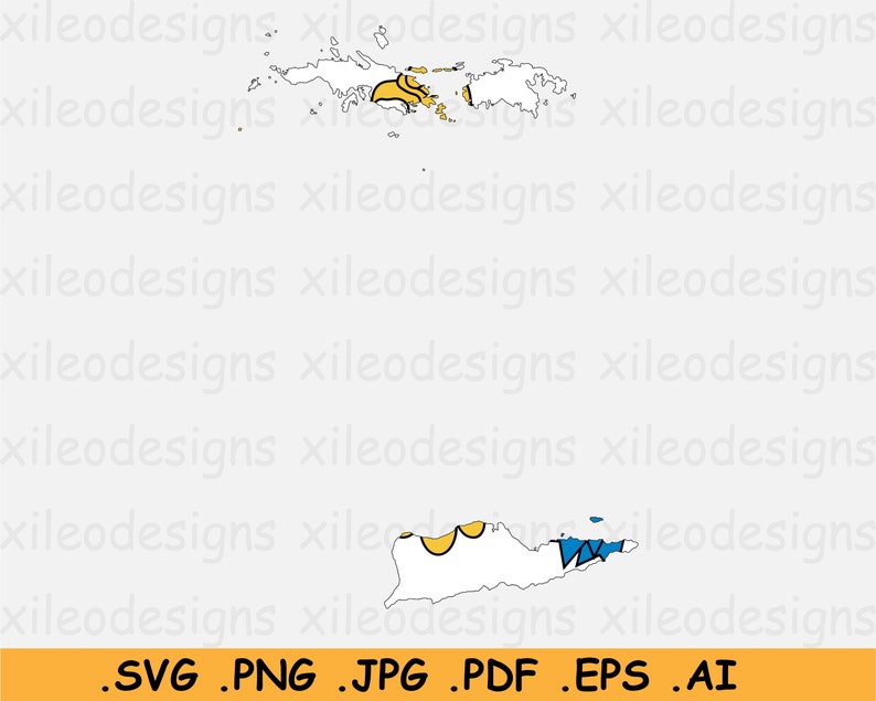 U.S. Virgin Islands Flag Map SVG USVI U.S.A. United States of | Etsy