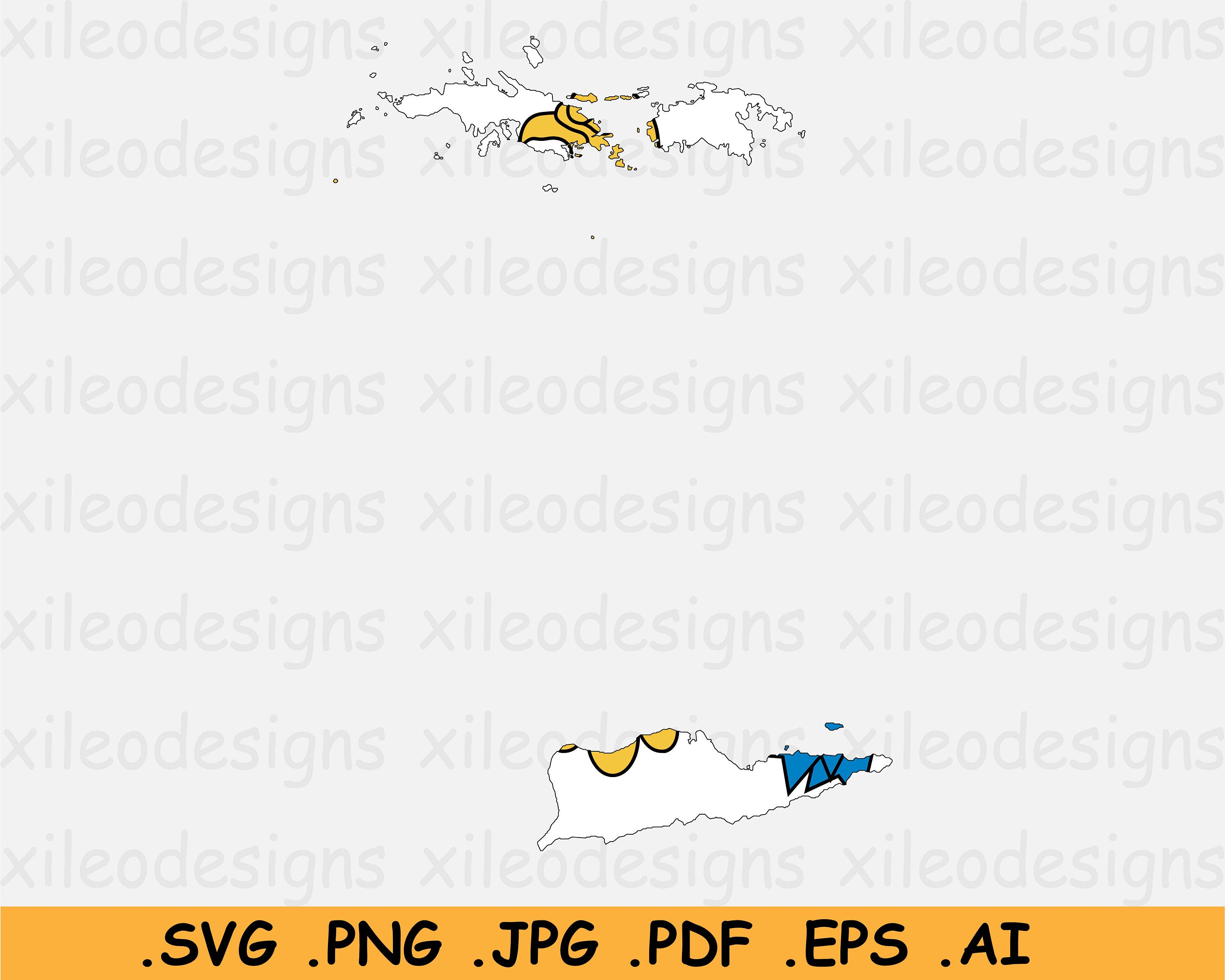 U.S. Virgin Islands Flag Map SVG USVI U.S.A. United States of - Etsy UK