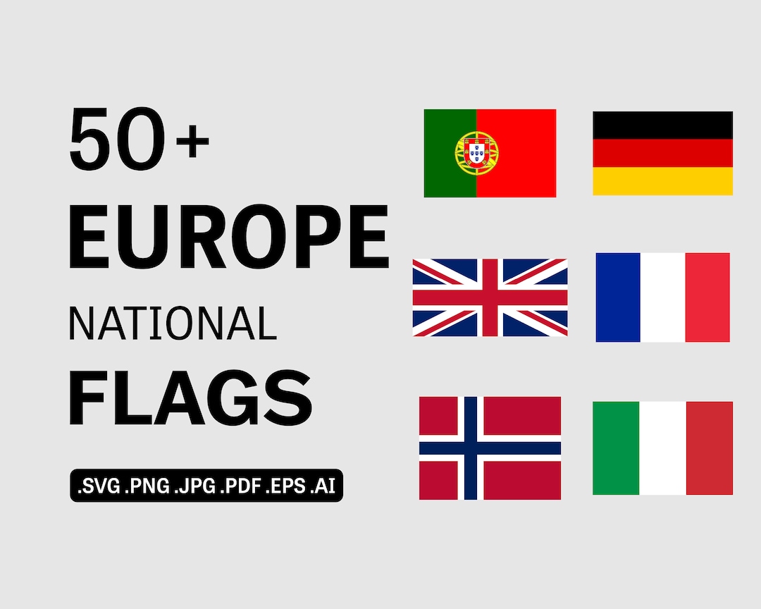 Europe Countries Flags SVG Bundle Set, European Country Flag, Nation ...