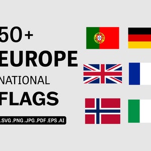 Europe Countries Flags SVG Bundle Set, European Country Flag, Nation ...