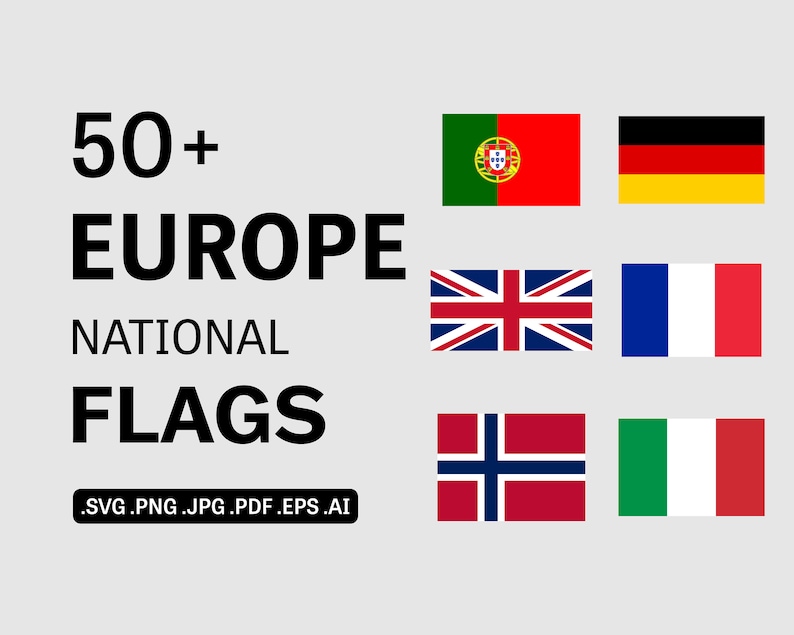 Europe Countries Flags SVG Bundle Set European Country Flag - Etsy