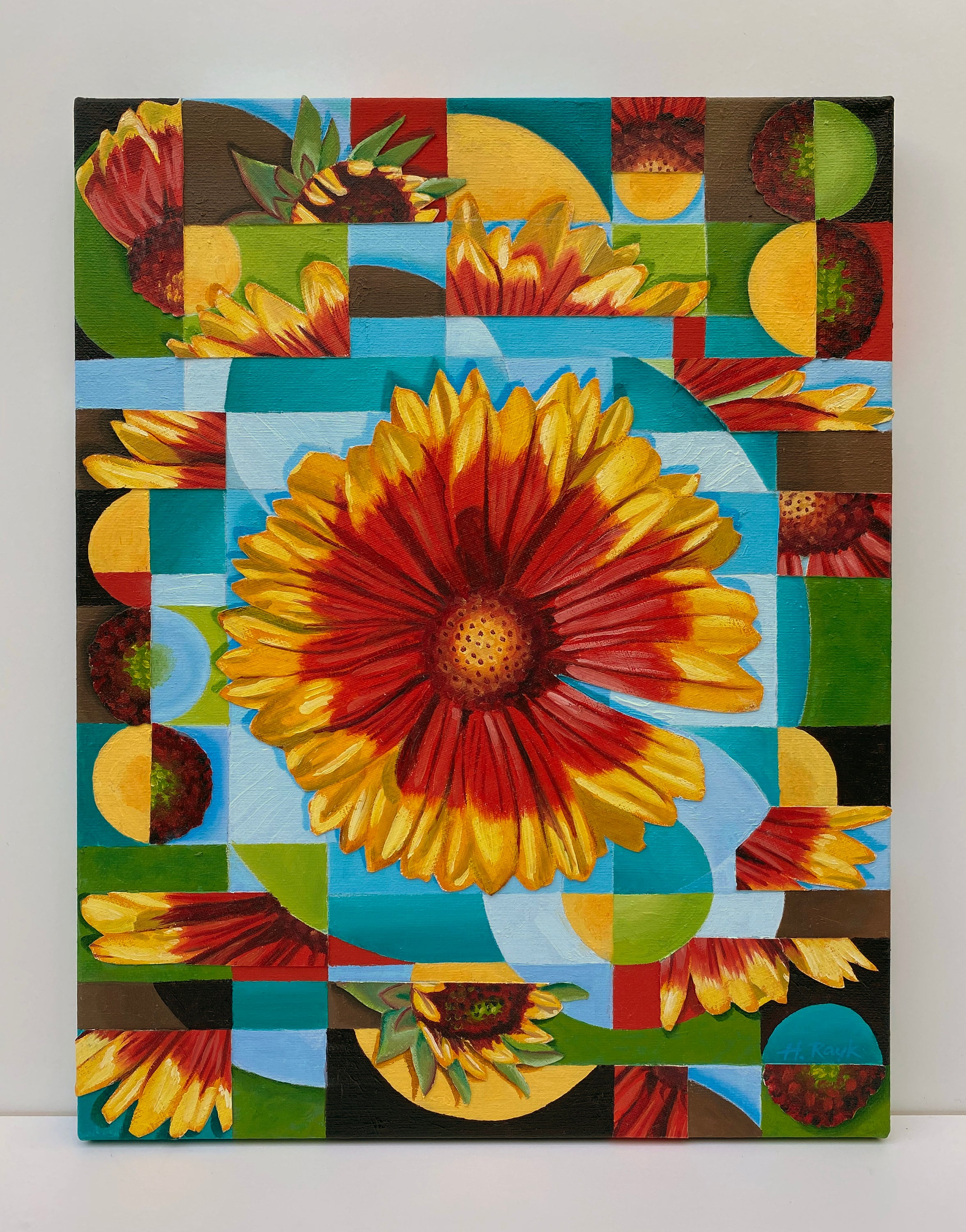 Original Arizona Sunflower Oil Collage Painting - Etsy