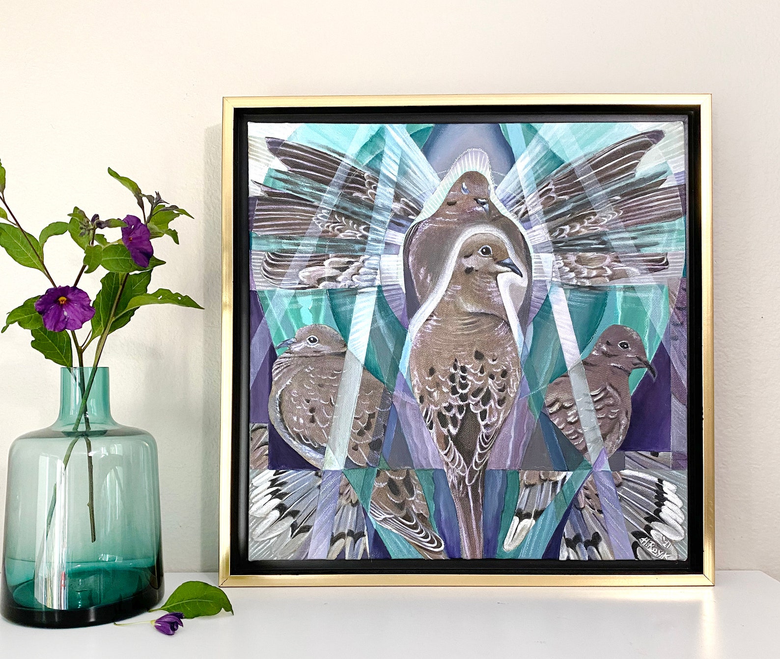 Original Mourning Dove Collage Oil Painting - Etsy