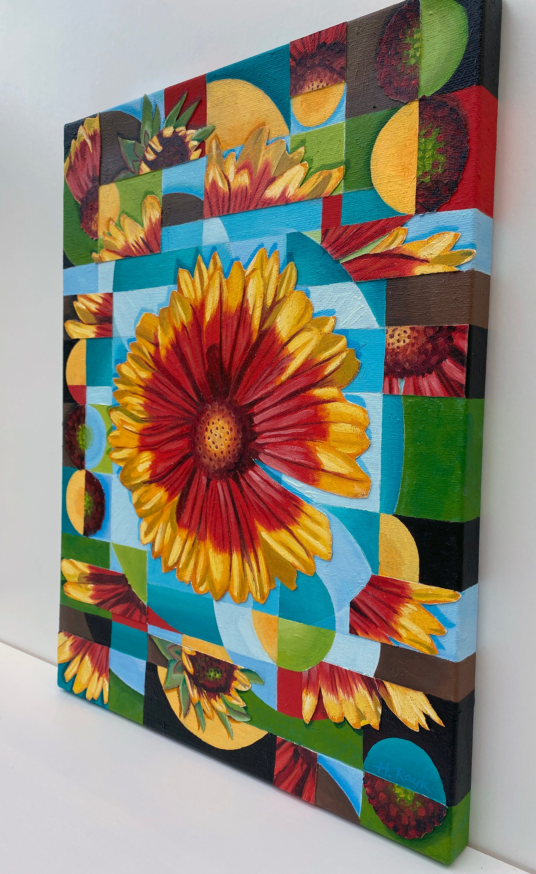 Original Arizona Sunflower Oil Collage Painting - Etsy
