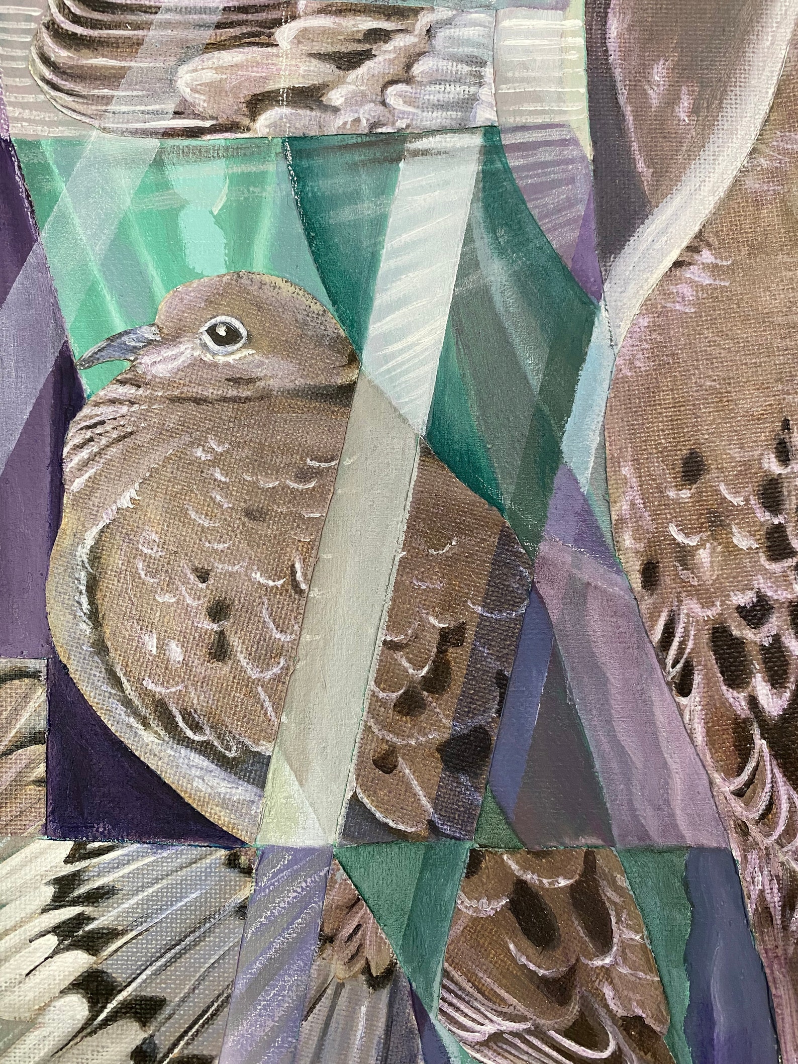 Original Mourning Dove Collage Oil Painting - Etsy