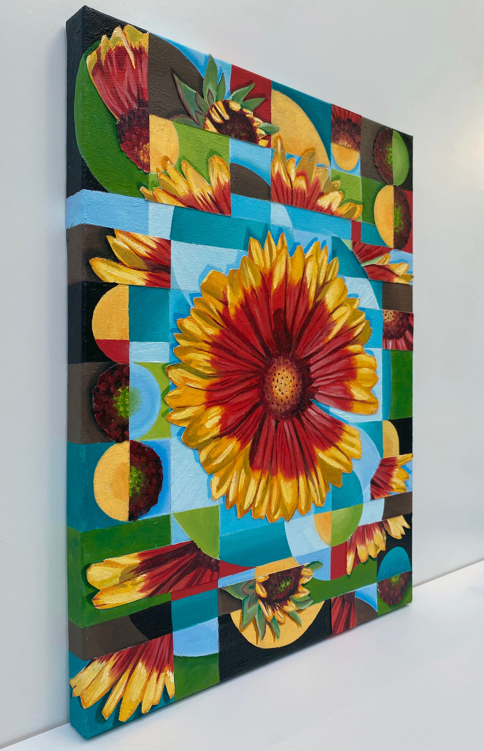 Original Arizona Sunflower Oil Collage Painting - Etsy