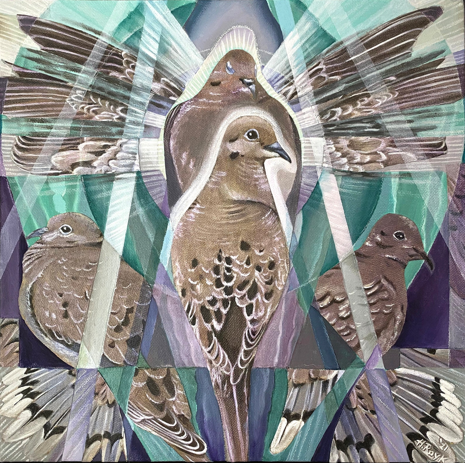 Original Mourning Dove Collage Oil Painting - Etsy