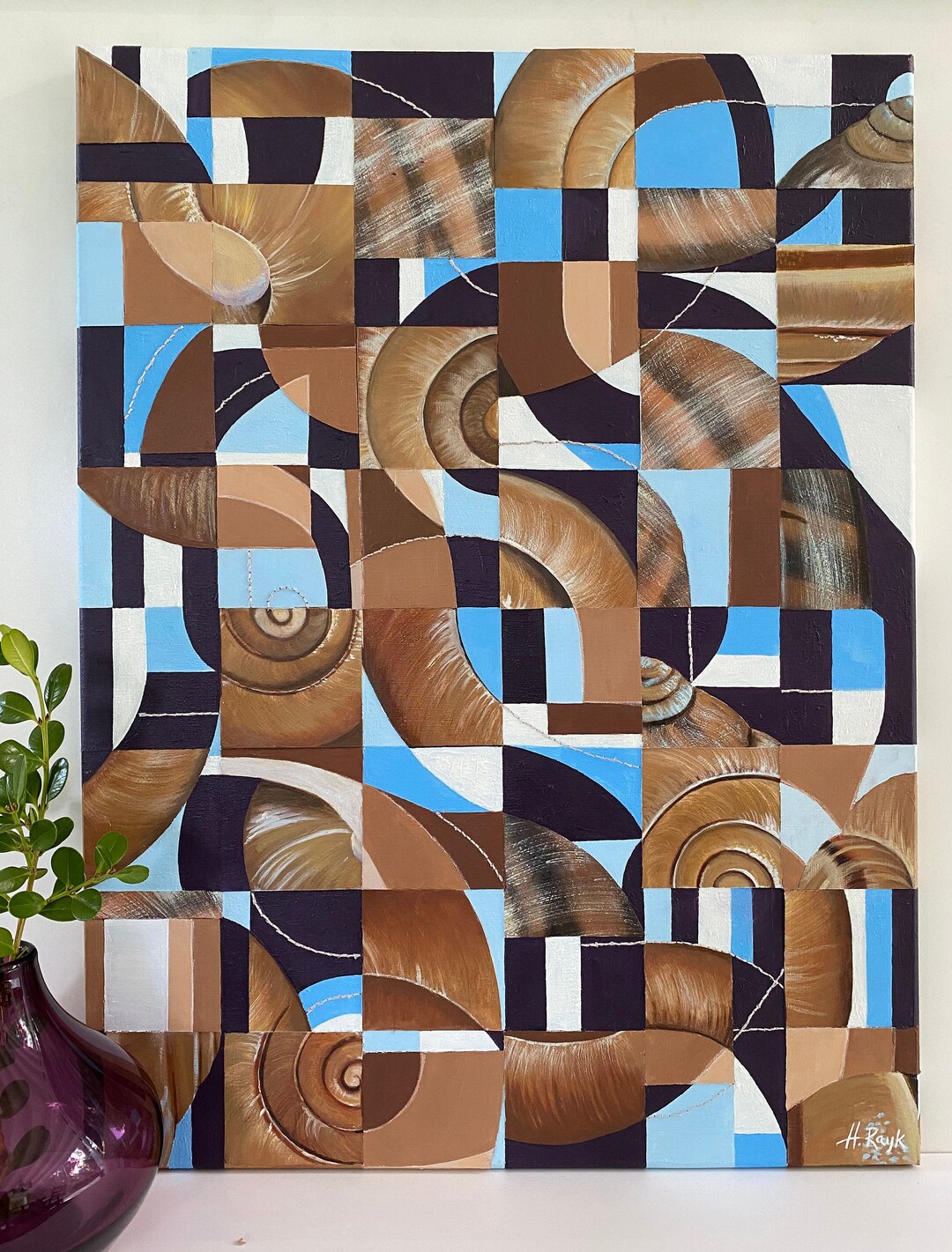 Original Early Morning Snails Acrylic Collage Painting - Etsy