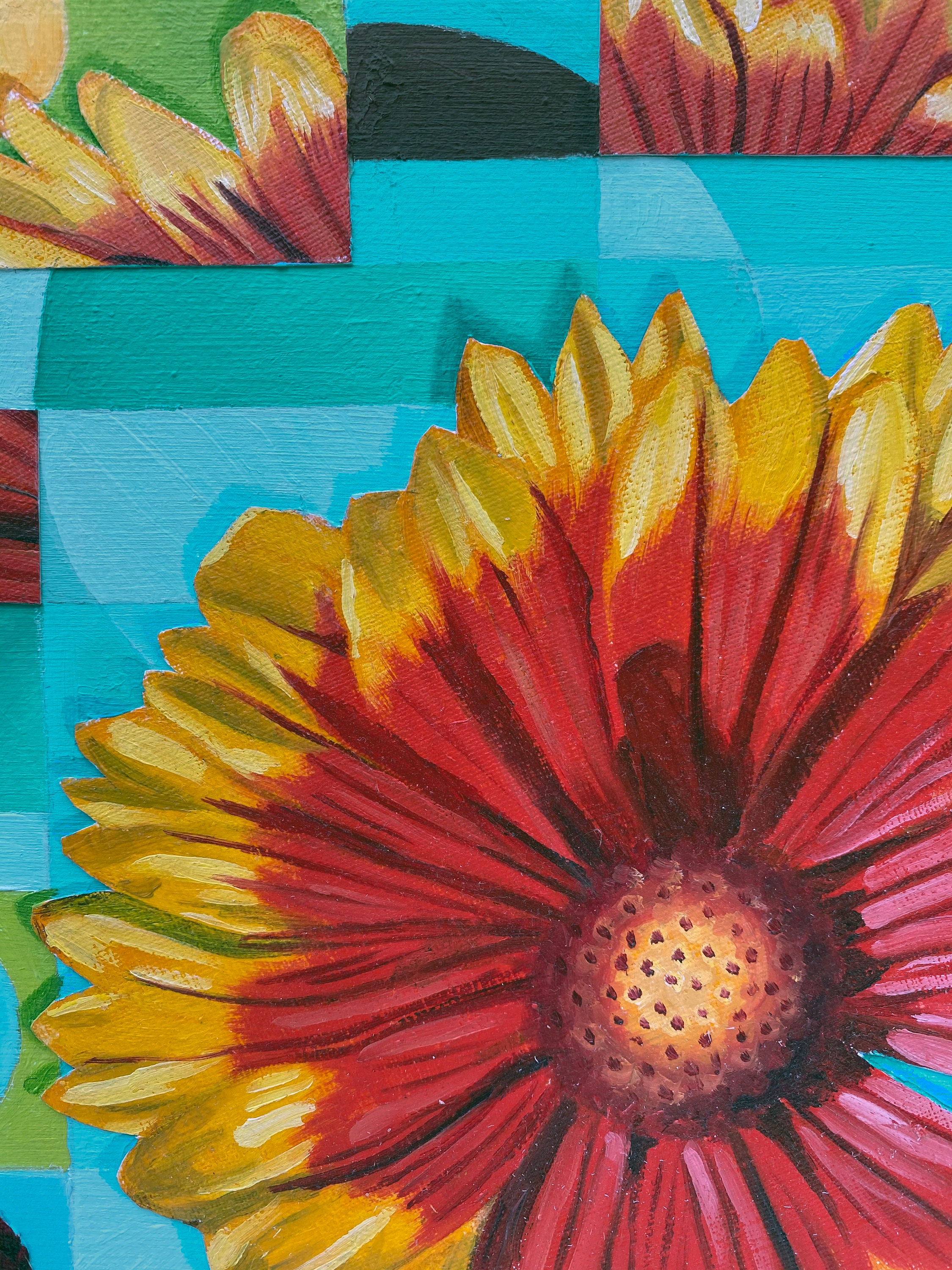 Original Arizona Sunflower Oil Collage Painting - Etsy
