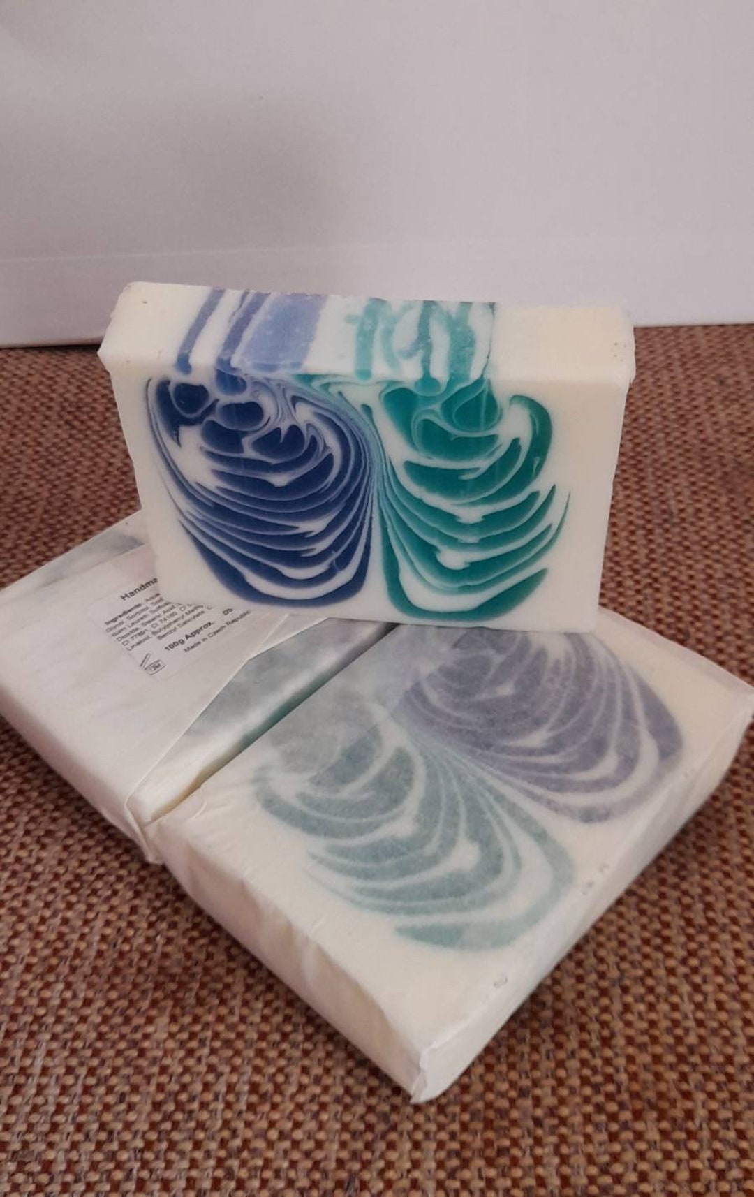 Handmade Swirl White Blue Vegan Soap UK High Ocean Scented Soaps Slice ...