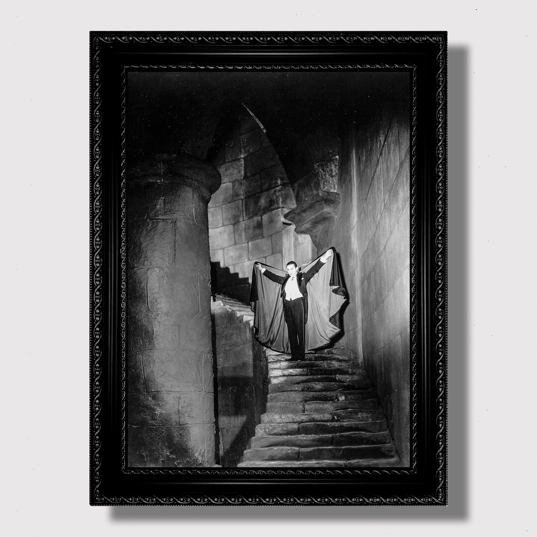 Count Dracula on Castle Stairs – Vintage Horror Movie Poster, Classic ...