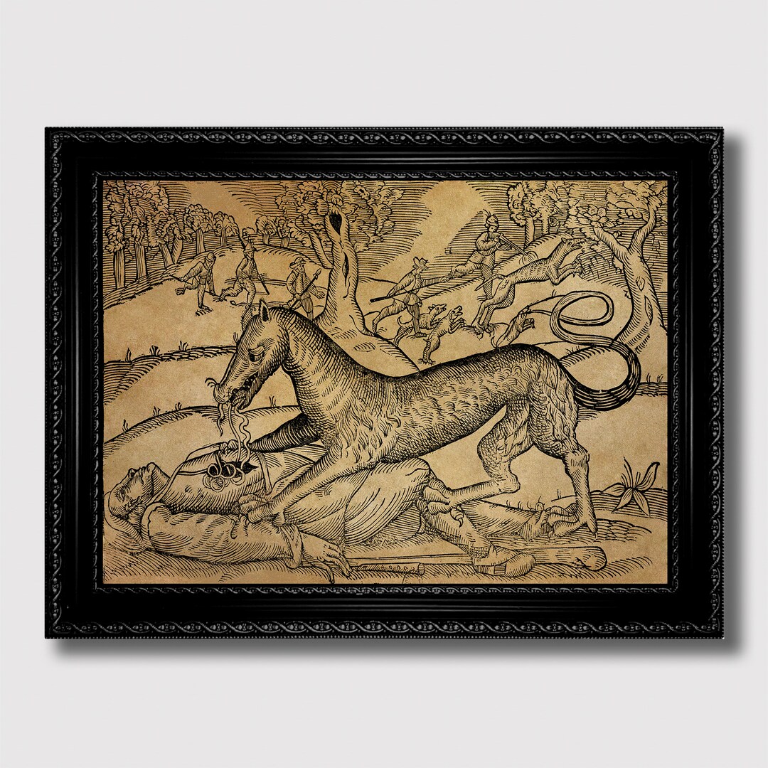 The Beast of Gevaudan – Vintage French Cryptid Art Print, Gothic Wall ...