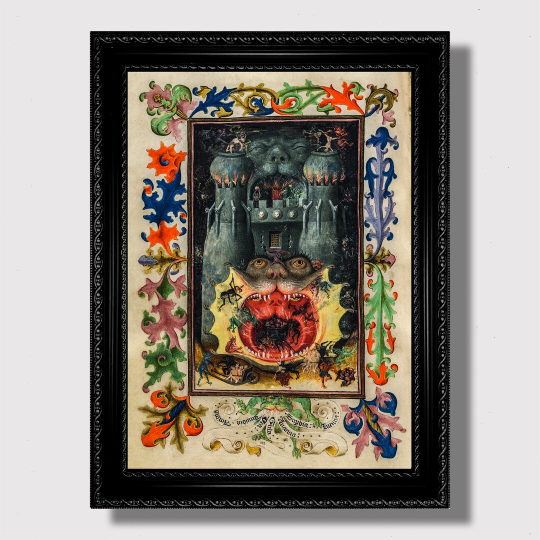 Mouth of Hell – Gothic Medieval Illustration, Dark Religious Wall Art ...