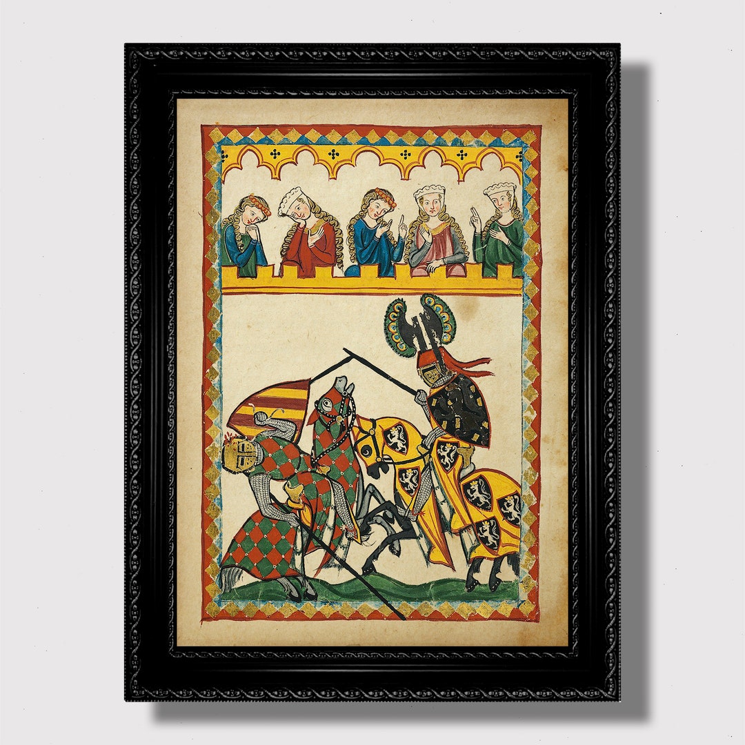 Medieval Knights Tournament – Historical Battle Art Print, Vintage ...