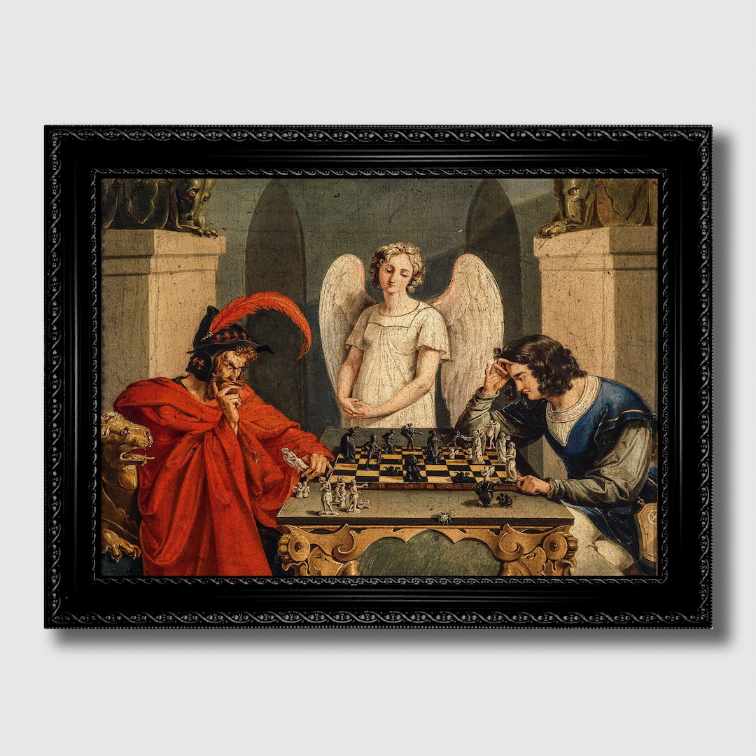 Faust and Mephistopheles Playing Chess – Occult Illustration ...