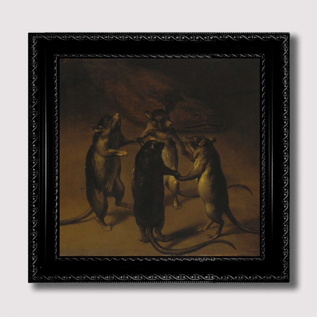 Rats in Ritual Dance – Macabre Vintage Animal Art Print, Gothic Home ...