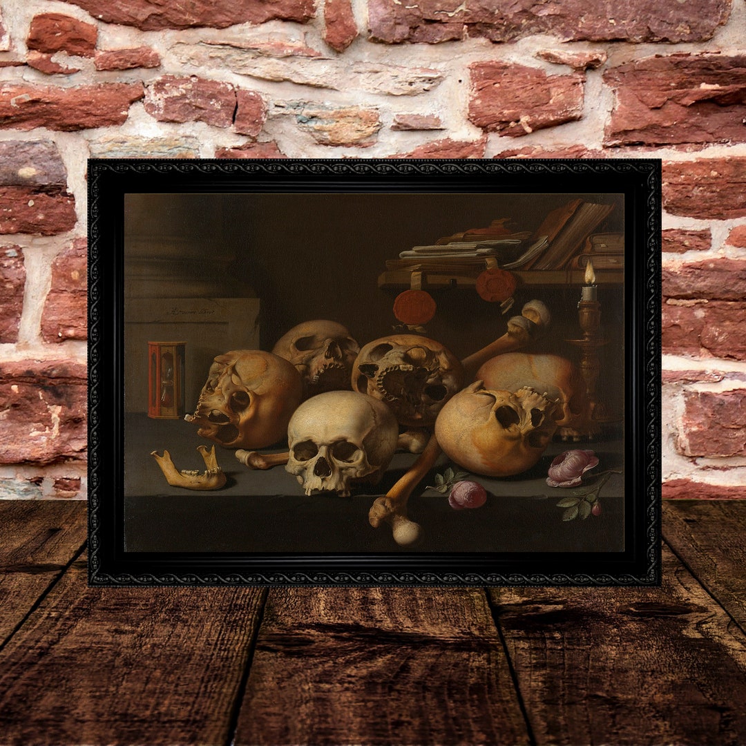 Still Life With Human Skulls. Gloomy Wall Art. - Etsy