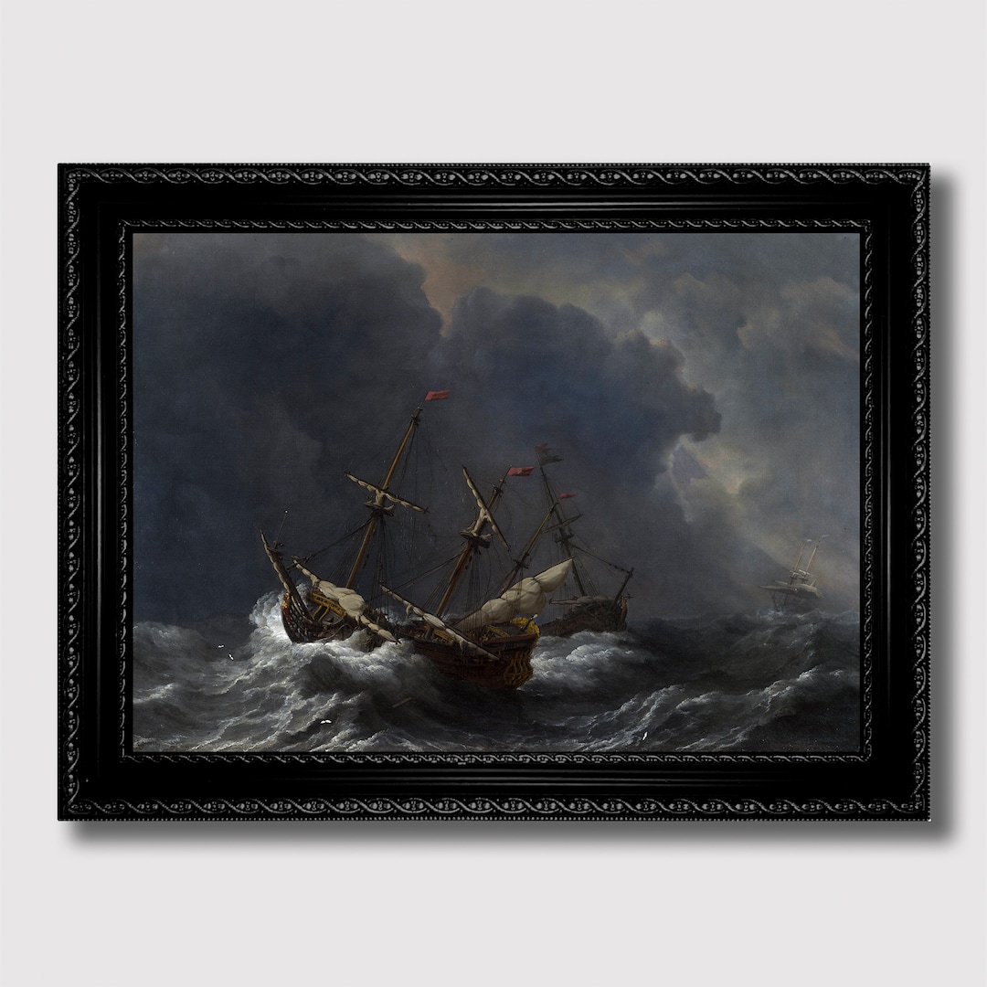 Three Ships in a Gale. Seascape Wall Hanging. - Etsy