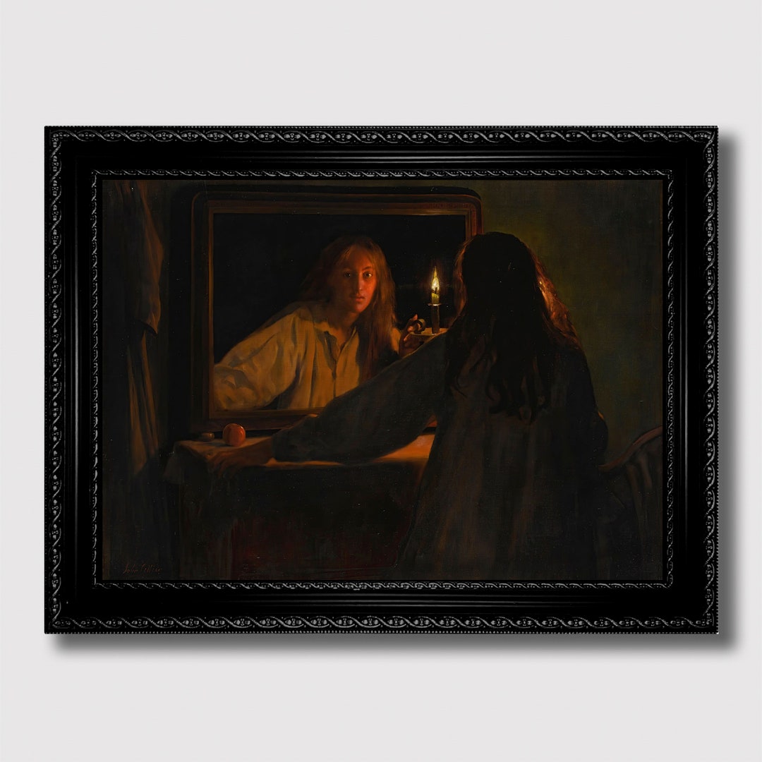 Gothic Mirror Ritual – Haunted Halloween Wall Art Print, Mysterious ...