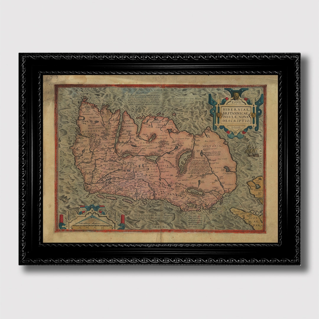 The Ancient Map of Ireland. Geographical Art Print. - Etsy