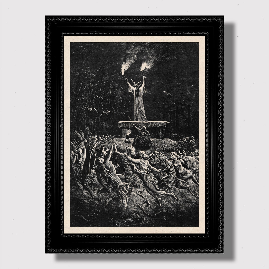 Witches Dance Around the Sabbath Goat – Occult Folklore Art Print ...
