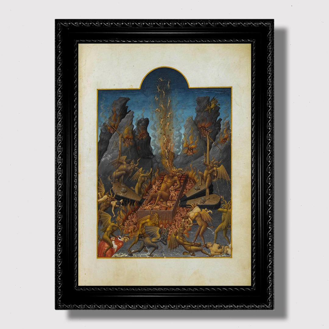 Satan and Demons Torture Sinners in Hell – Dark Infernal Art Print ...