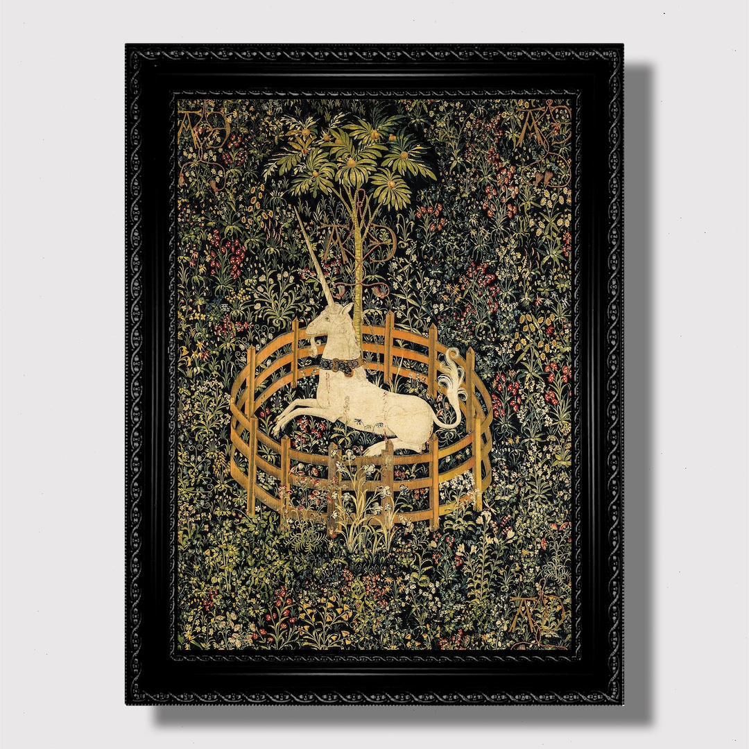 The Unicorn in Captivity – Reproduction of Medieval Tapestry, Gothic ...