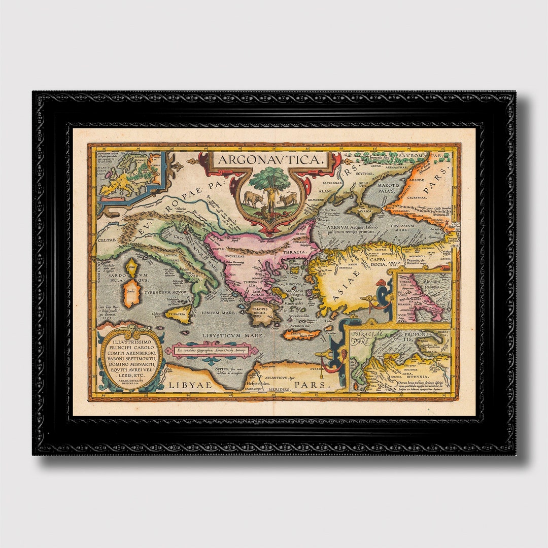 Map of the Journey of Jason and the Argonauts. Historical Wall Decor ...