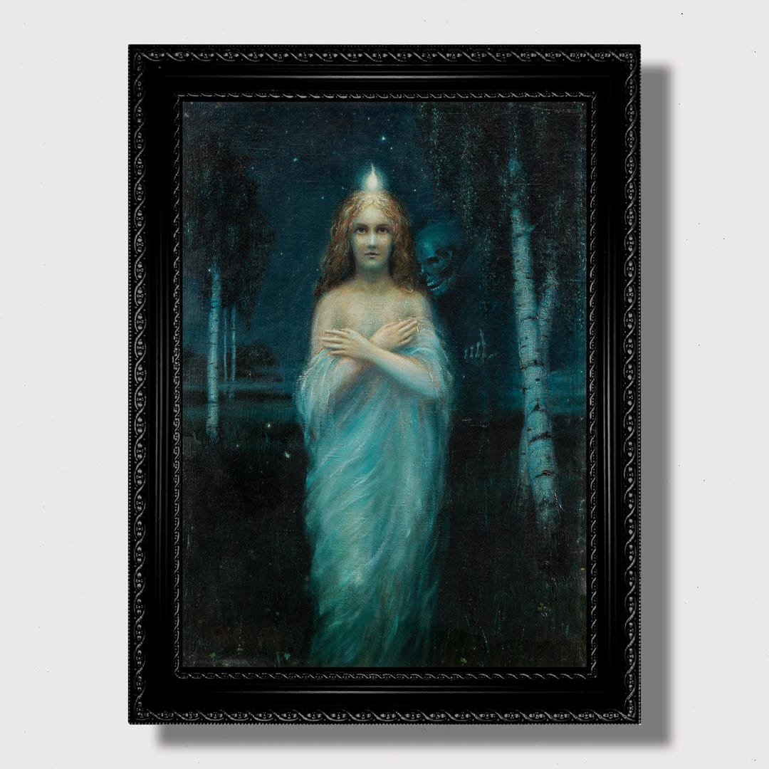 Gothic Death and the Maiden Poster – Vintage Macabre Artwork of Spirit ...