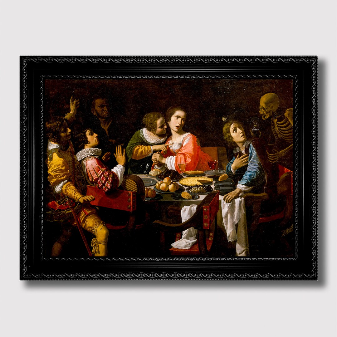 Death at the Feast – Macabre Renaissance Art Print, Dramatic Dark ...