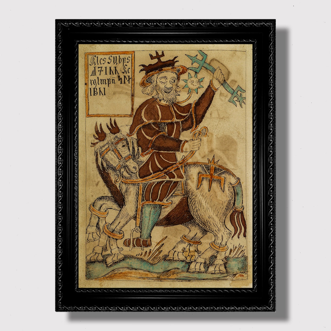 Norse God Odin on Sleipnir – Viking Myth Art Print, Icelandic Magic ...