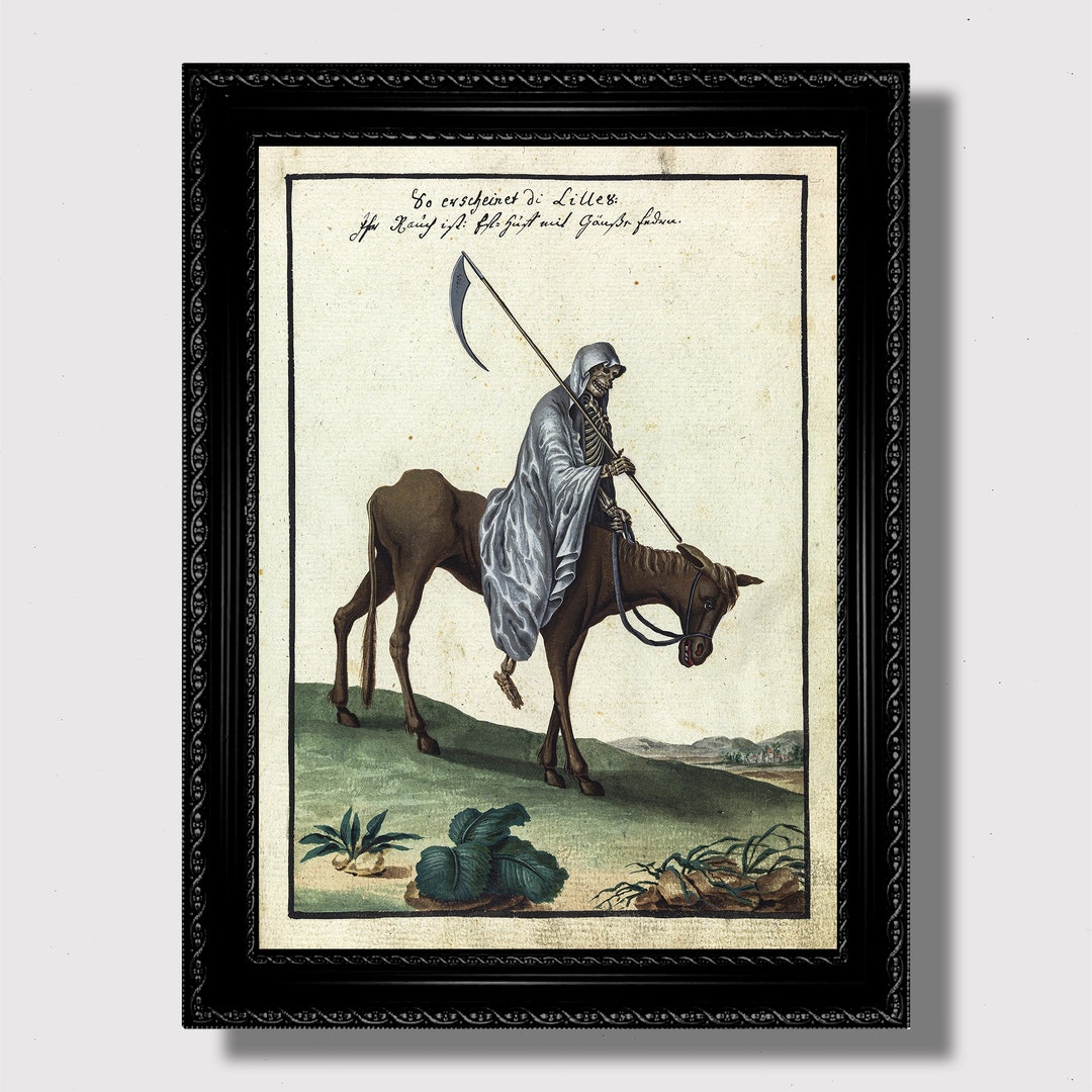 Grim Reaper Riding a Mule – Occult Art Print From Compendium Rarissimum ...