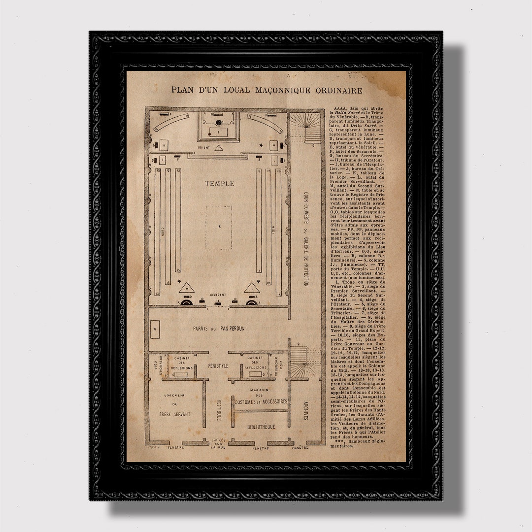 Masonic Temple Floor Plan – Esoteric Lodge Architecture Print ...
