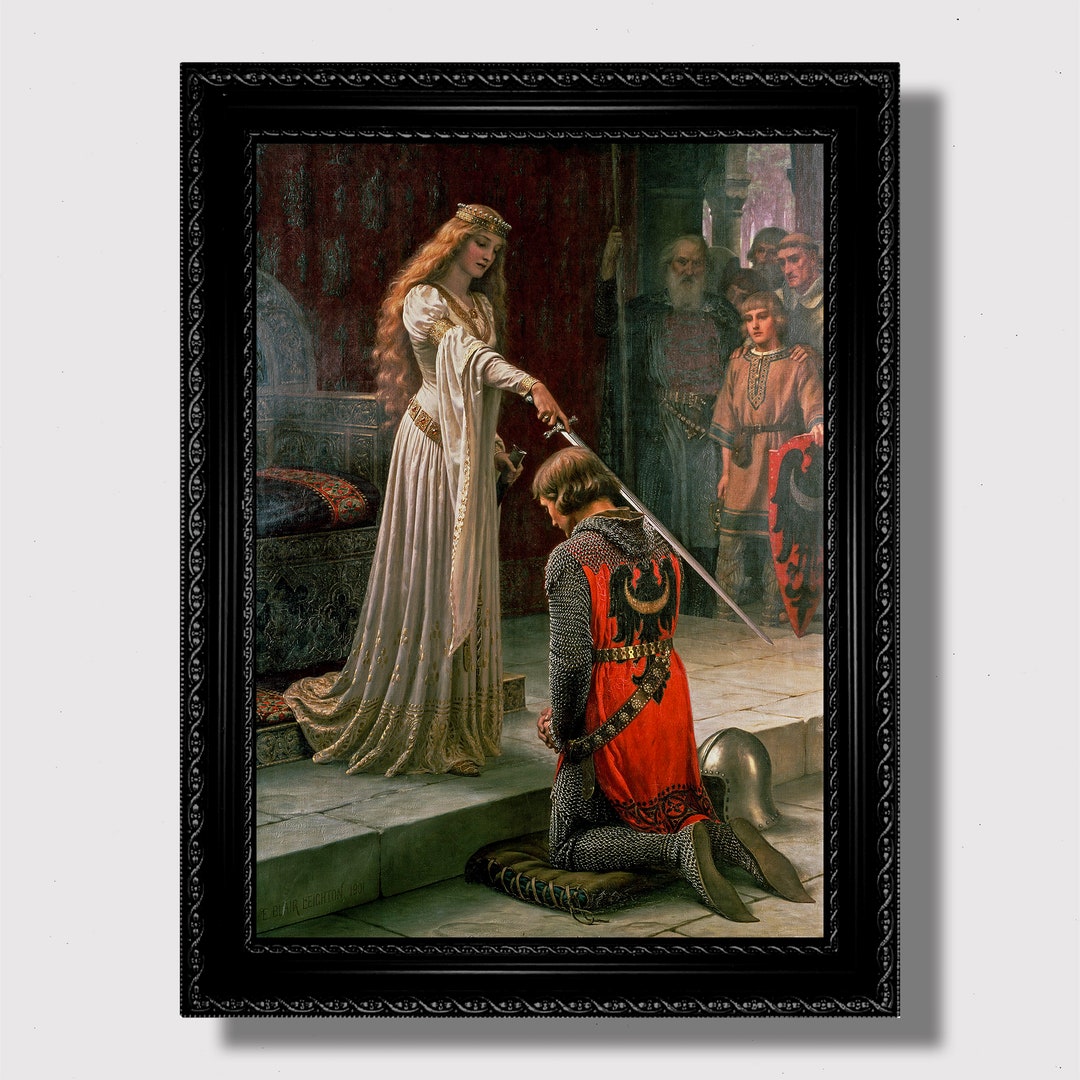 The Accolade – Romantic Medieval Art Print, Knighting Ceremony Wall ...