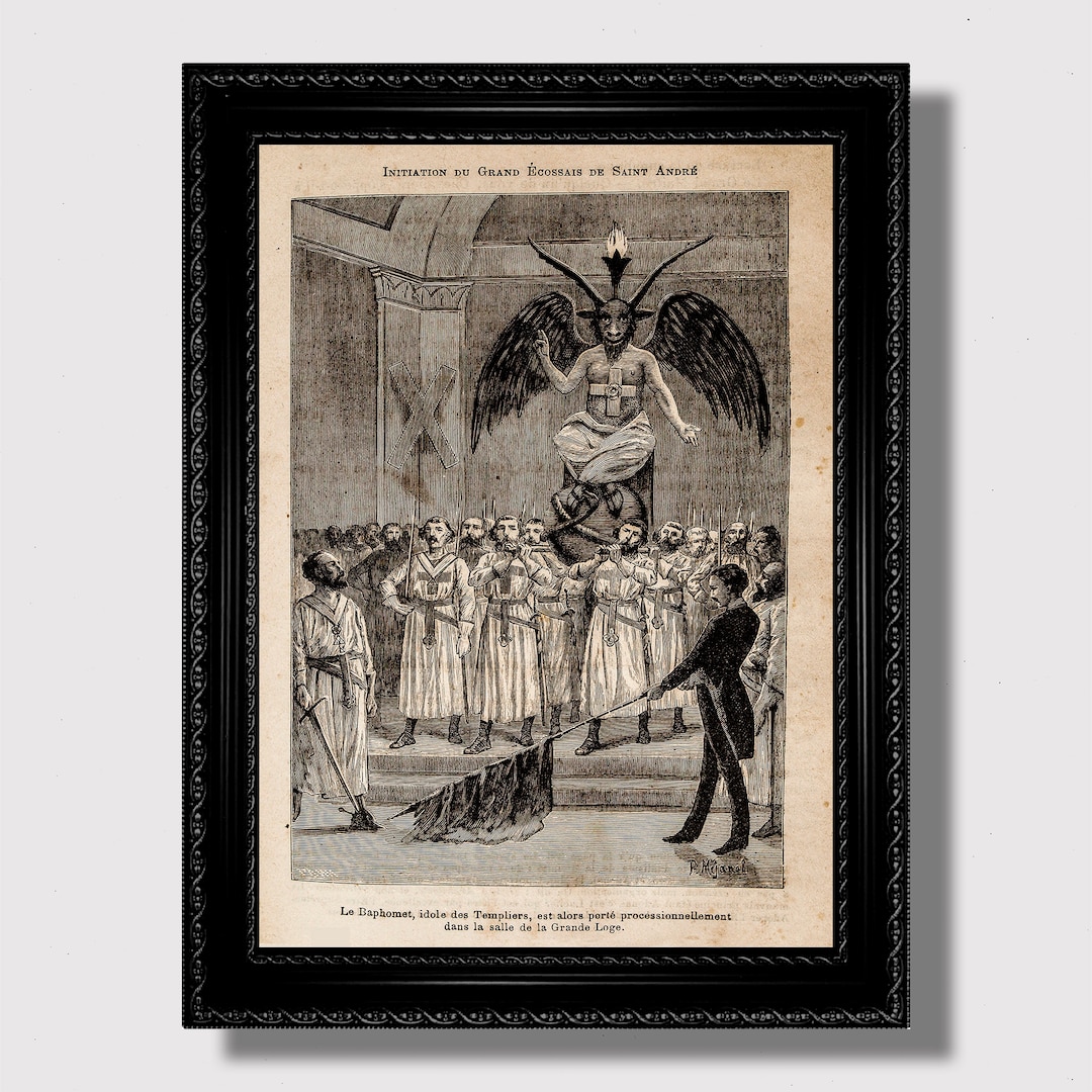 Baphomet Ritual – Templar Worship Illustration, Esoteric Gothic Art ...