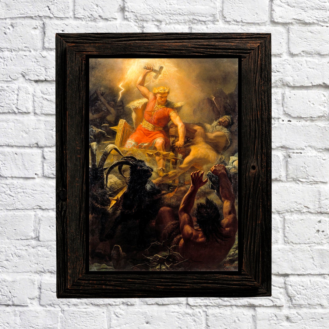 Thor's Fight With the Giants. Pagan Art Print. - Etsy