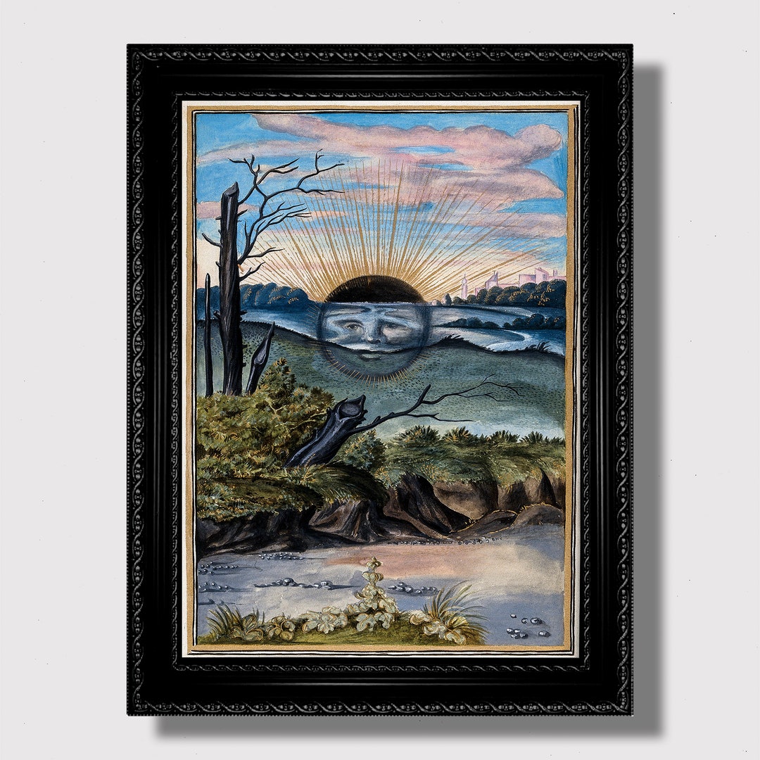 Alchemical Black Sun With a Face – Surreal Occult Landscape, Esoteric ...