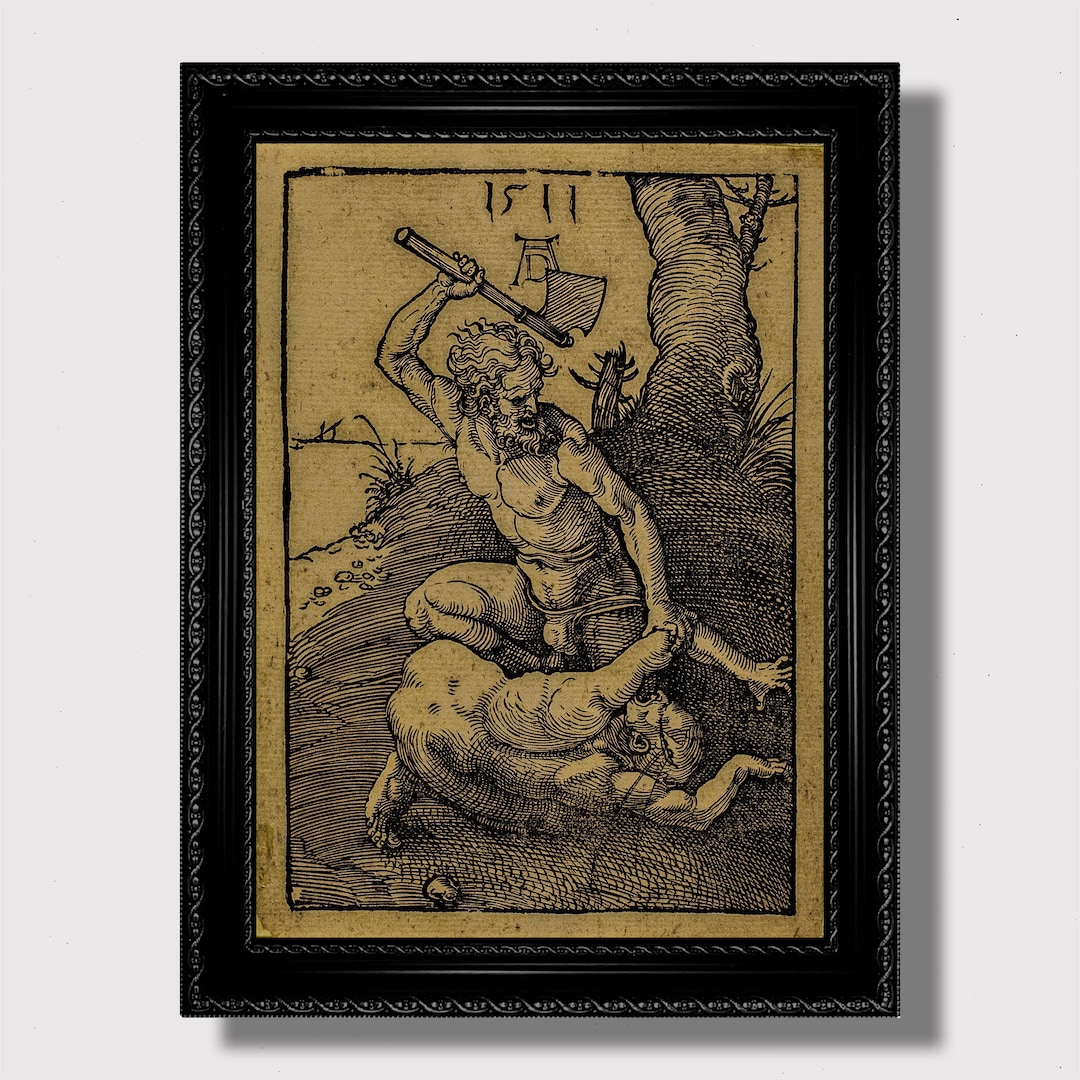 Cain Kills Abel – Biblical Art Print, Dark Religious Illustration, Old ...
