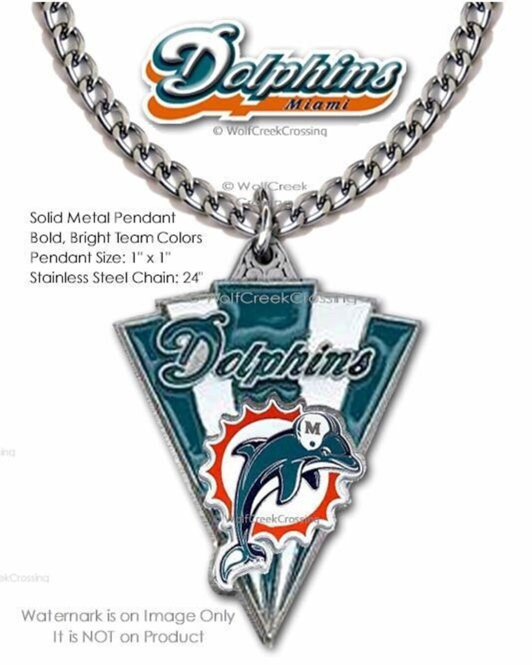 NEW Miami DOLPHINS Necklace Stainless Steel Chain Football Sports NICE ...