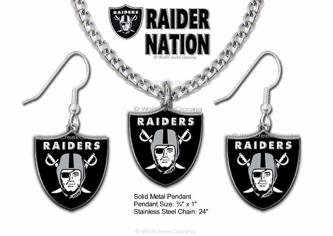 NEW Las Vegas Raiders Necklace & Earrings Set Stainless Steel Chain ...