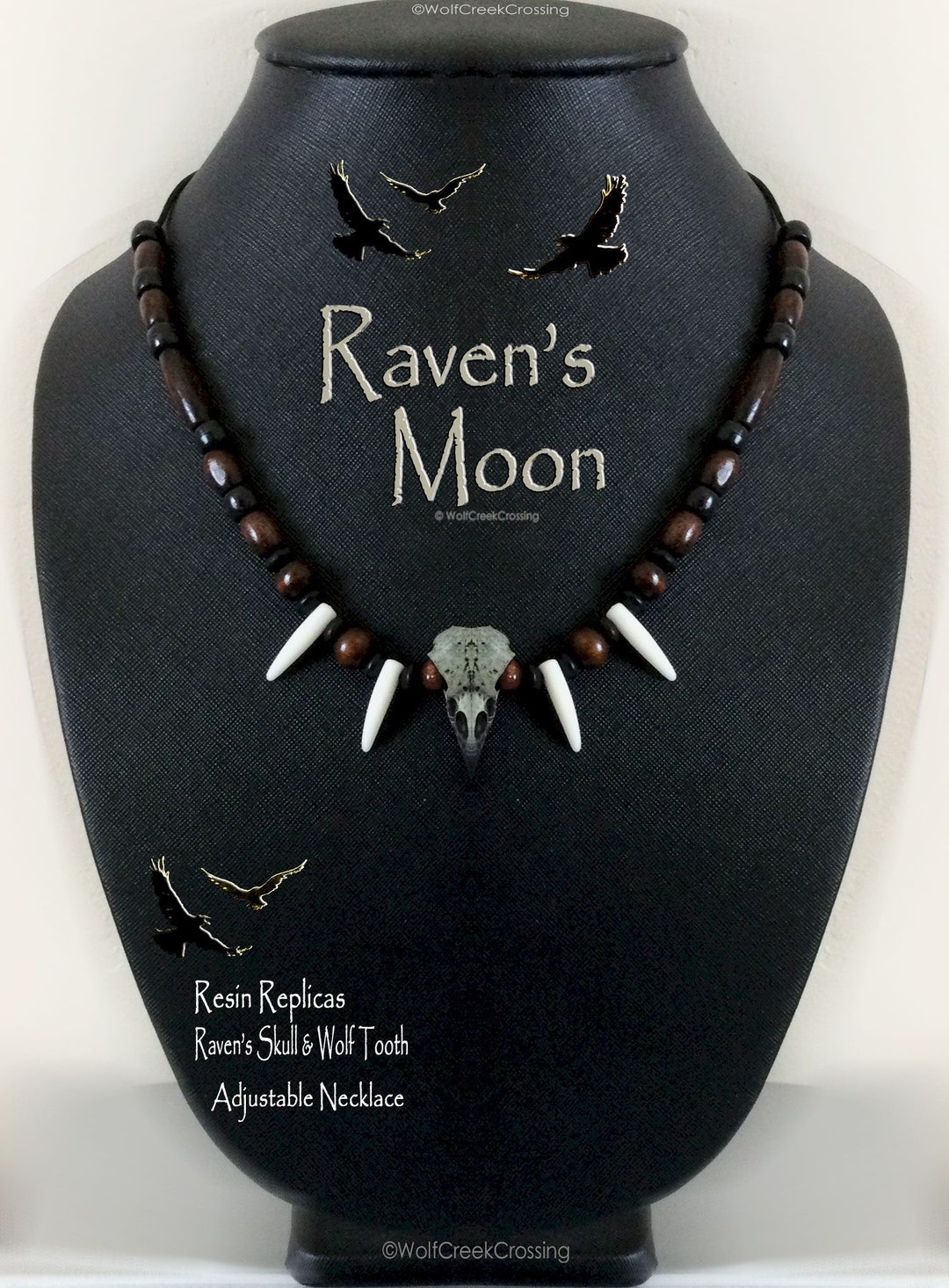 Beastly Rugged Raven's Moon Adjustable Necklace With Raven's Skull and ...