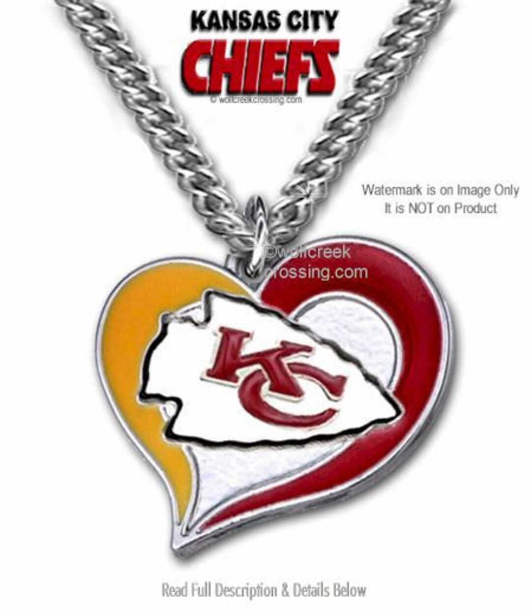 Kansas City CHIEFS Necklace Stainless Steel Chain Choose Your Length ...